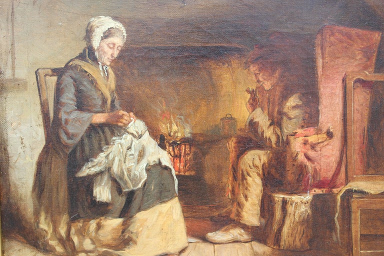 Hugh Collins - Traditional Figurative Fireside Genre Scene Painting at ...