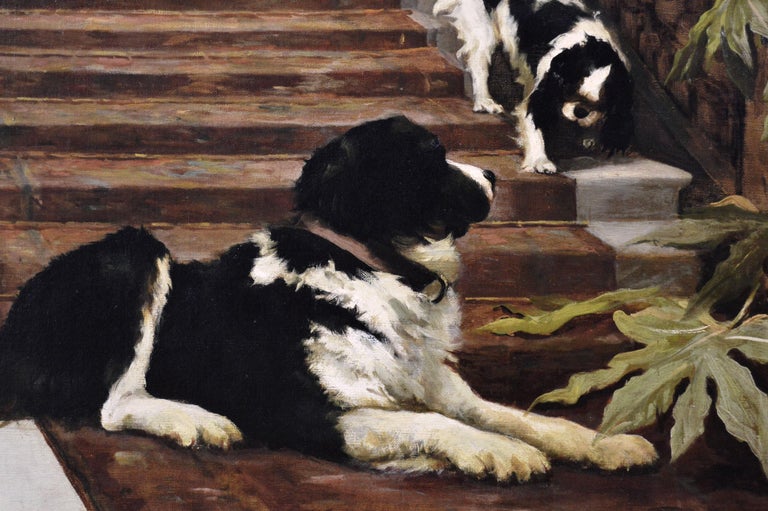 Hugh George Shaw - 19th Century animal oil painting of dogs on a ...