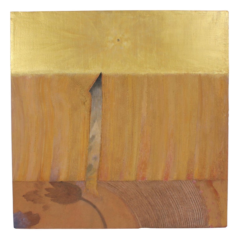 Hugh Wiley - Large Golden Mixed Media Abstract Painting, 20th Century ...