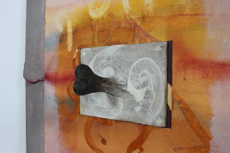Hugh Wiley - Mixed Media Sculptural Painting in Pale Pink and Cement ...