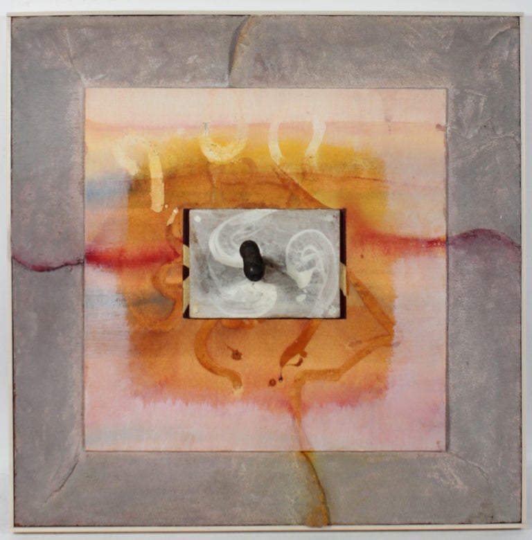 Hugh Wiley - Mixed Media Sculptural Painting in Pale Pink and Cement ...