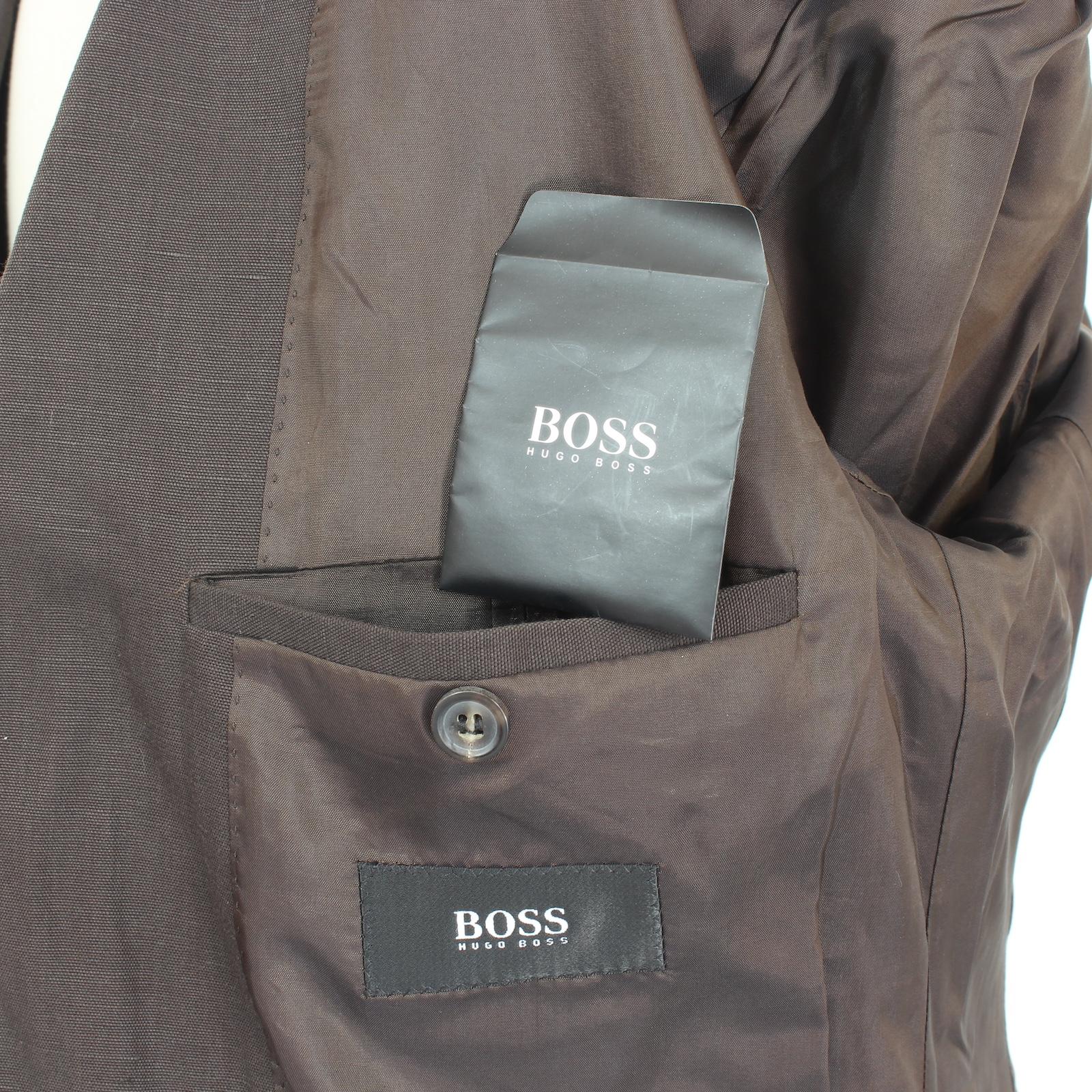 Hugo Boss Brown Linen Classic Jacket Vintage 2000s For Sale at 1stDibs