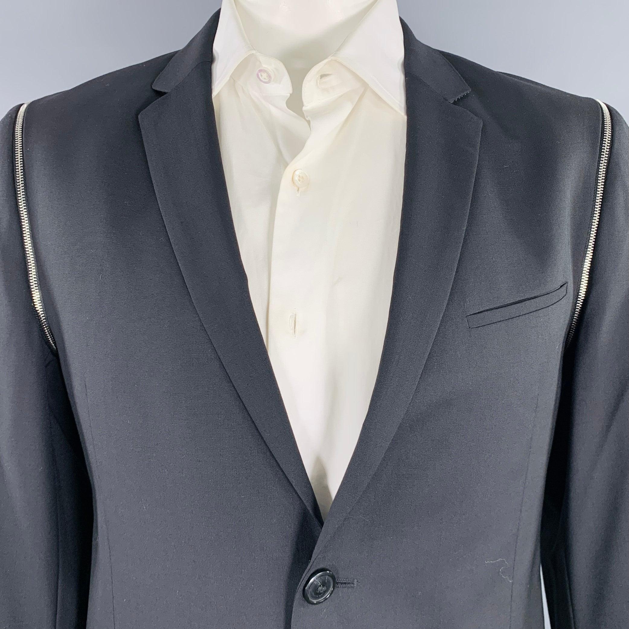 HUGO BOSS Size 42 Black Wool Blend Sport Coat For Sale at 1stDibs