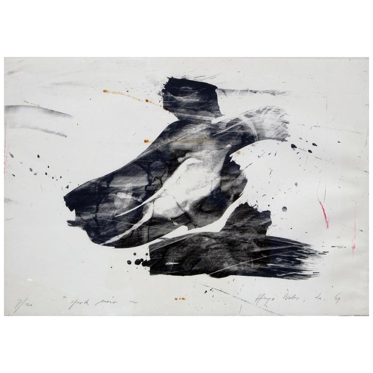 Hugo Weber Original Abstract Color Lithograph Titled “Spook Noir”, 1964 ...
