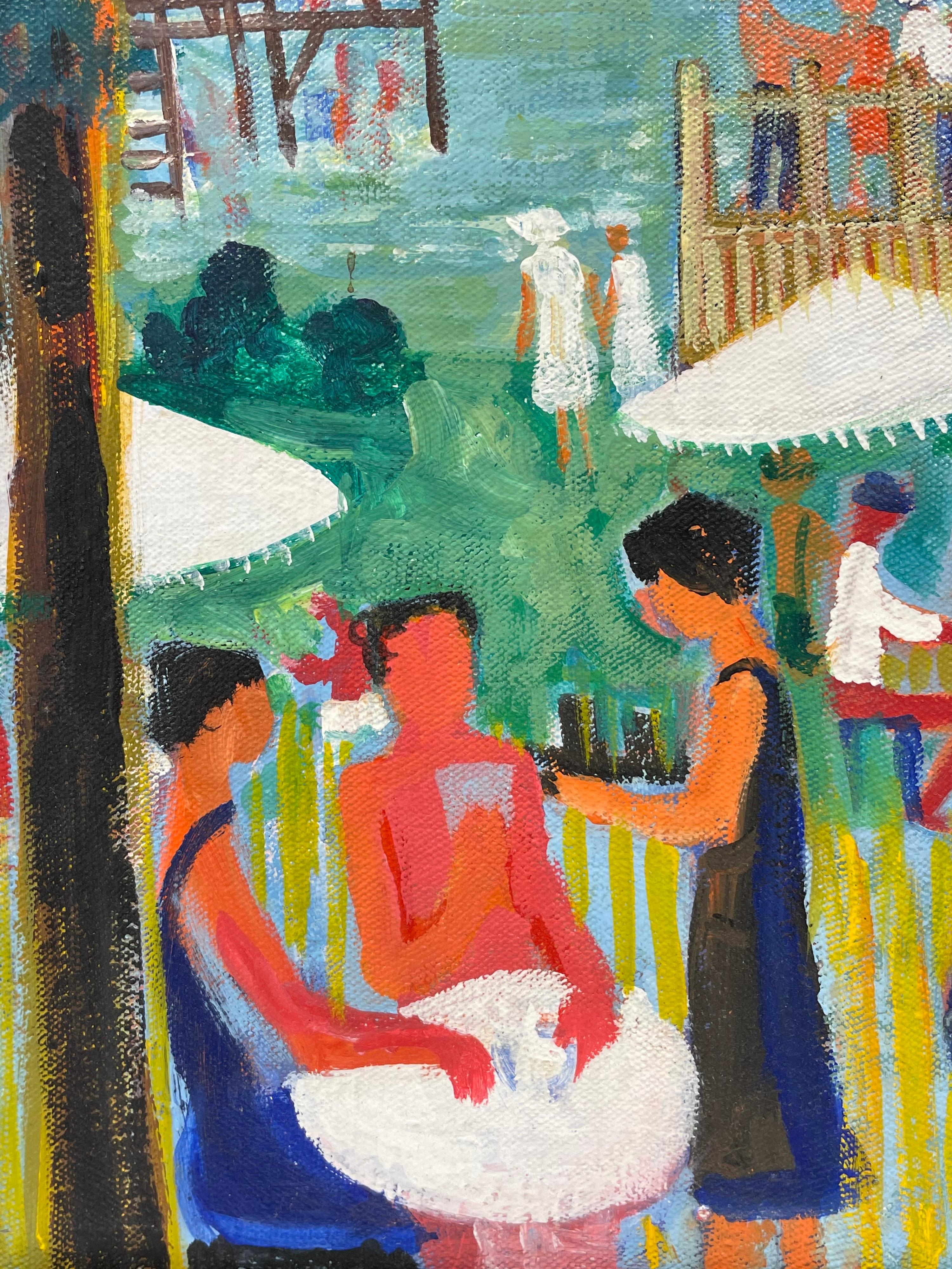 Huguette Ginet-Lasnier - Beautiful French Modernist Signed Oil Crowded ...