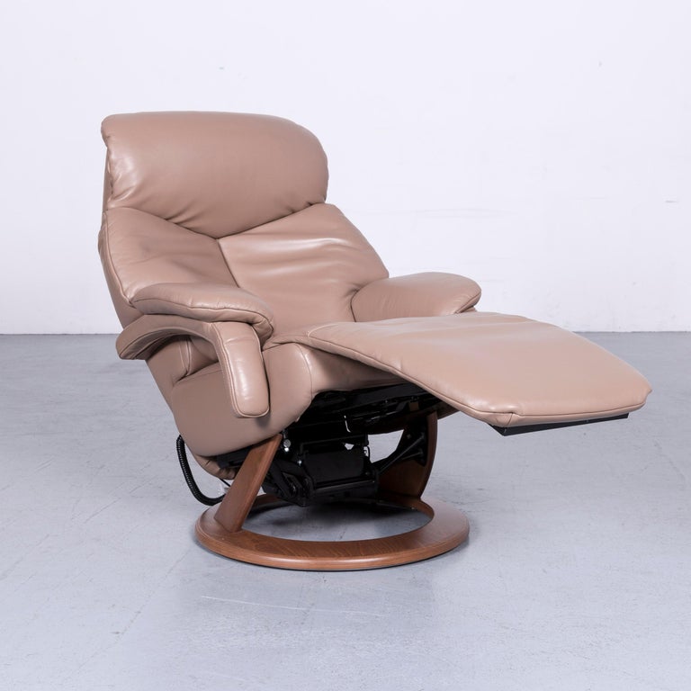 Hukla Cosy Relax Designer Leather Armchair Brown Chair with Recliner ...