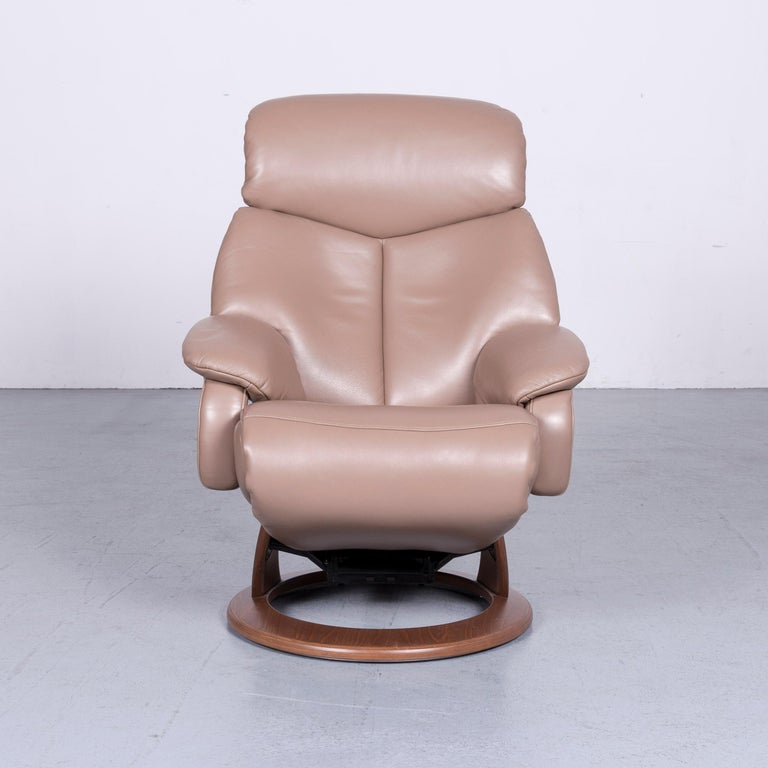 Hukla Cosy Relax Designer Leather Armchair Brown Chair with Recliner ...