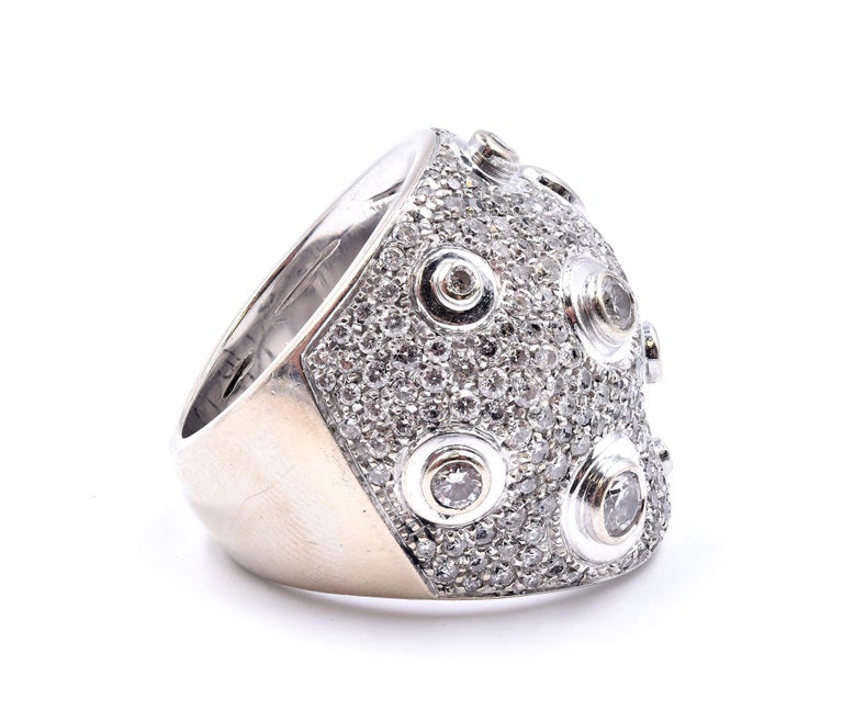 Hulchi Belluni 18 Karat White Gold Pavé Diamond Dome Ring For Sale at ...