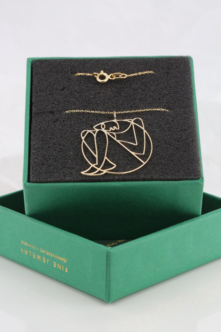 Human in the Womb in Foetal Position Necklace 14K Gold, Golden Ratio ...