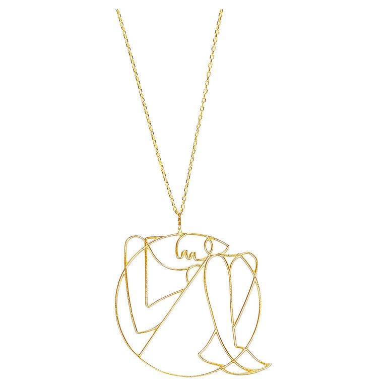 Human in the Womb in Foetal Position Necklace 14K Gold, Golden Ratio ...