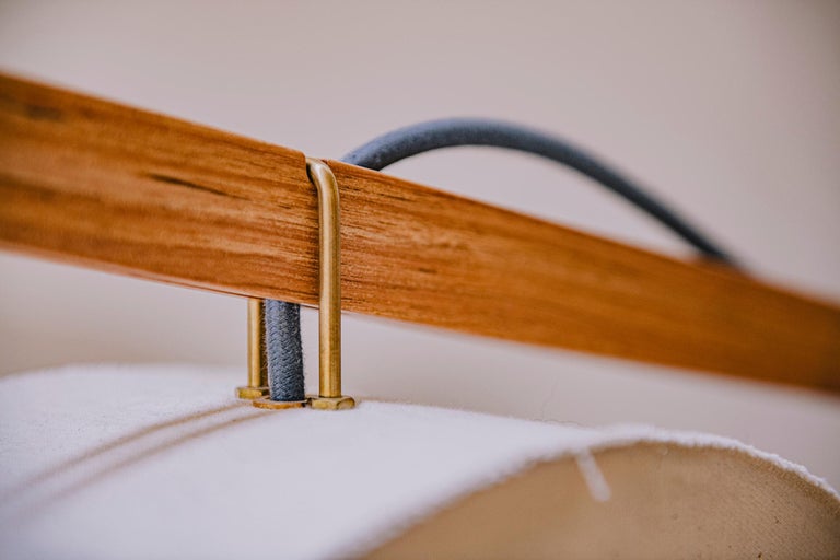 Humphreys Skye Floor Lamp Canvas Shade and American Pecan Wood Base For ...