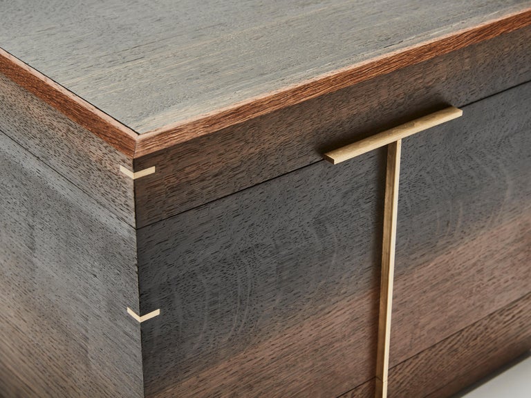 Hundred Cigar Solid Bog-Oak Humidor, Cedar Lining and Brass Jointing ...