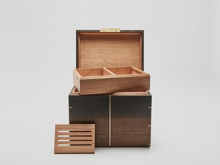 Hundred Cigar Solid Bog-Oak Humidor, Cedar Lining and Brass Jointing ...