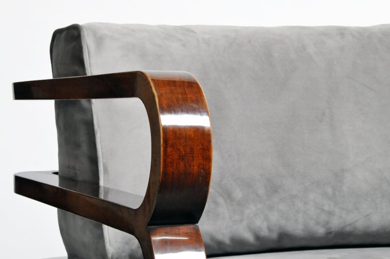 Hungarian Art Deco Solid Walnut Wood Sofa at 1stDibs
