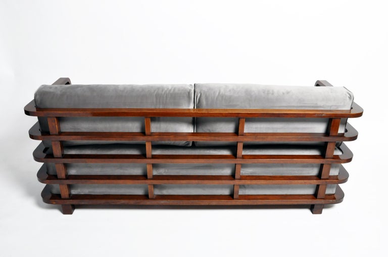 Hungarian Art Deco Solid Walnut Wood Sofa at 1stDibs