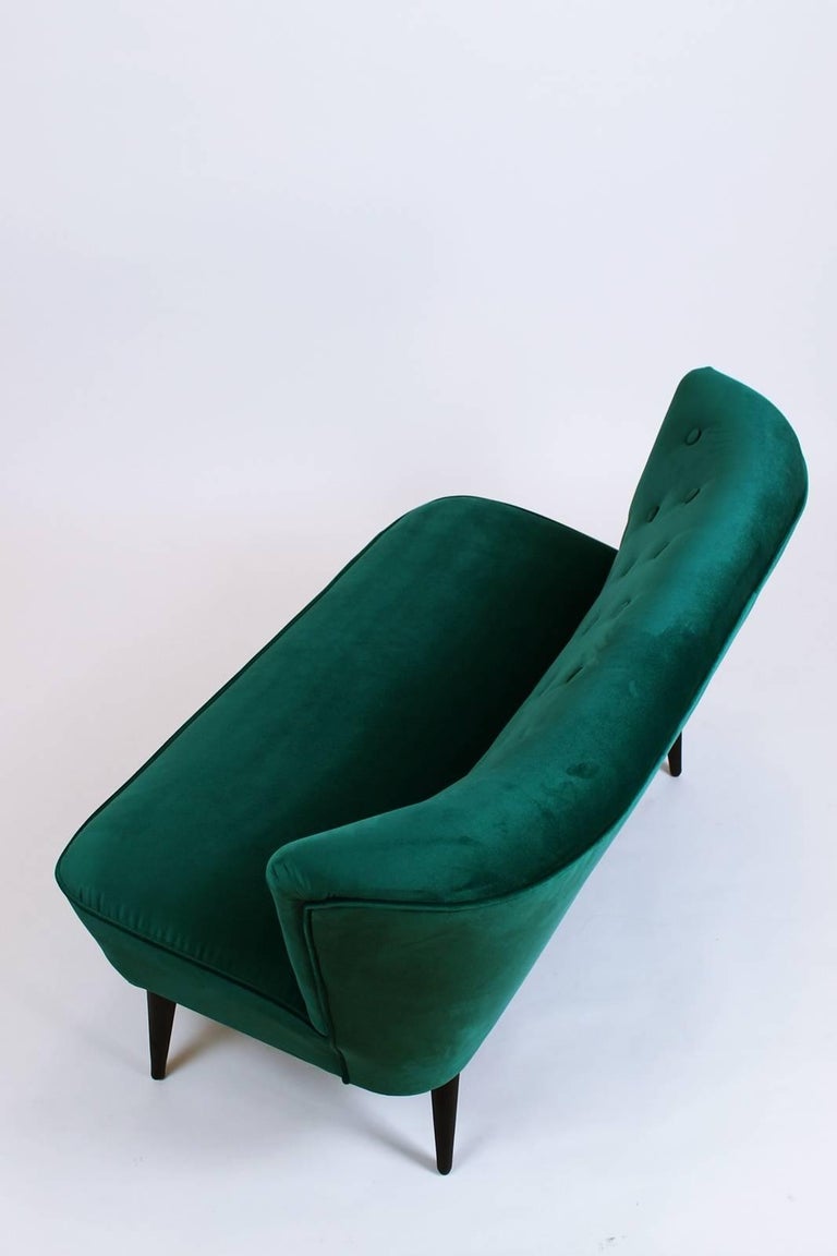 Hungarian Cocktail Sofa in Teal Velvet, 1960s For Sale at 1stDibs