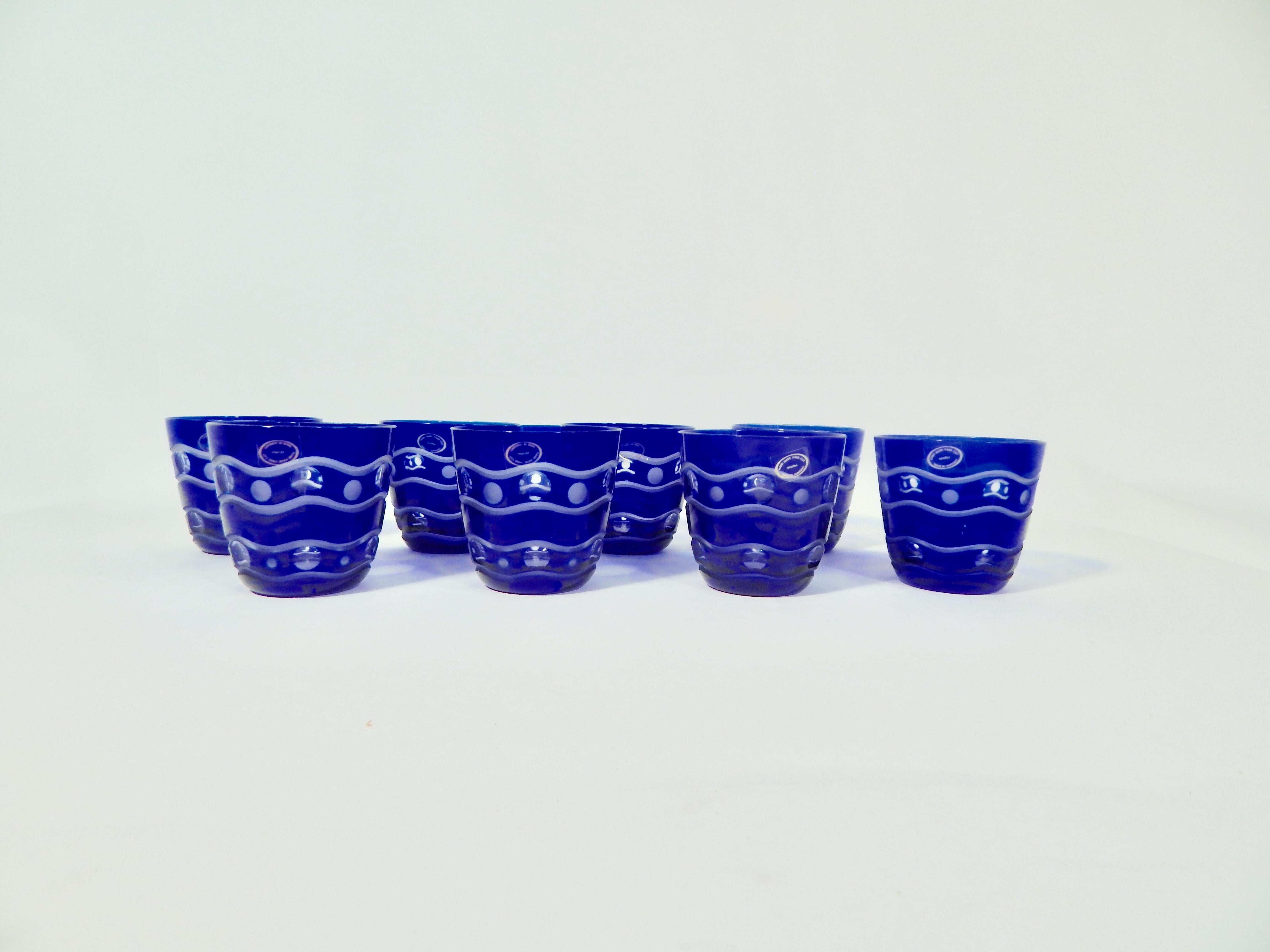 Hungarian Crystal Handcut Cobalt Blue Glasses Set of 8 at 1stDibs ...