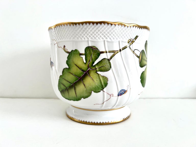 Hungarian Hand Painted Porcelain Cachepot For Sale at 1stDibs