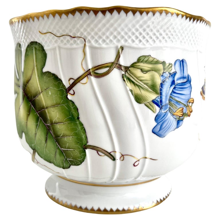 Hungarian Hand Painted Porcelain Cachepot For Sale at 1stDibs