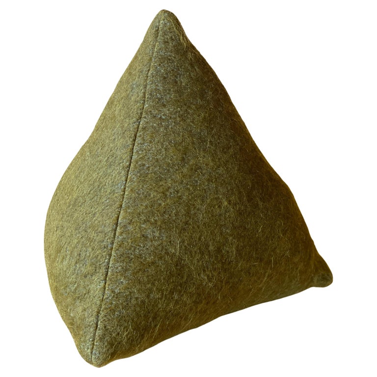 Hunt Modern Pyramid Pillow in Pierre Frey Yeti Olive For Sale at 1stDibs