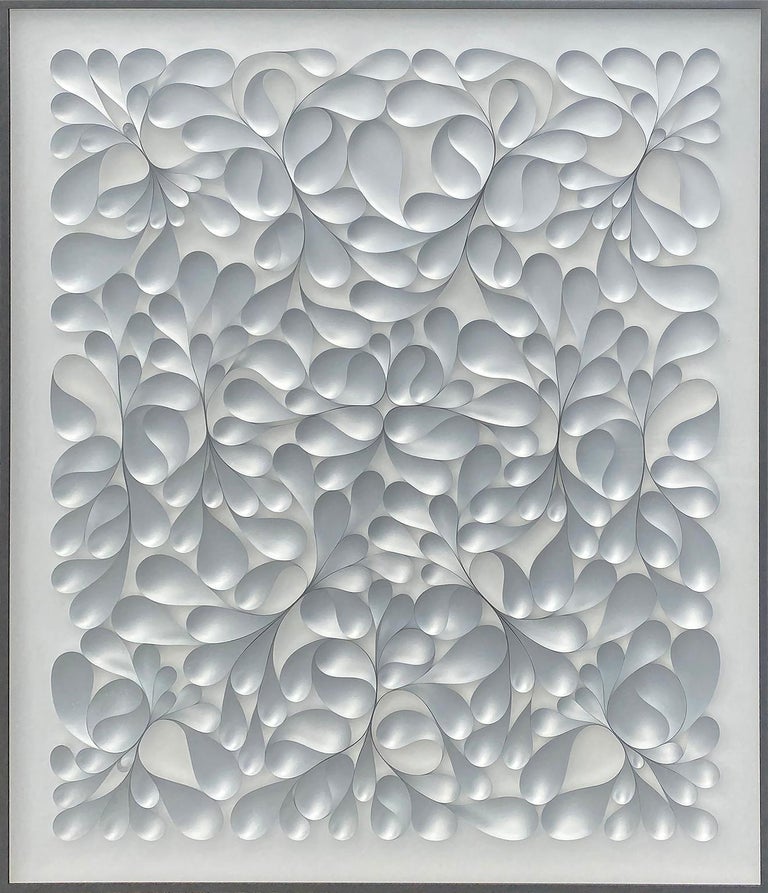 Hunt Rettig - "Unfolding World" white abstract floral organic mixed ...