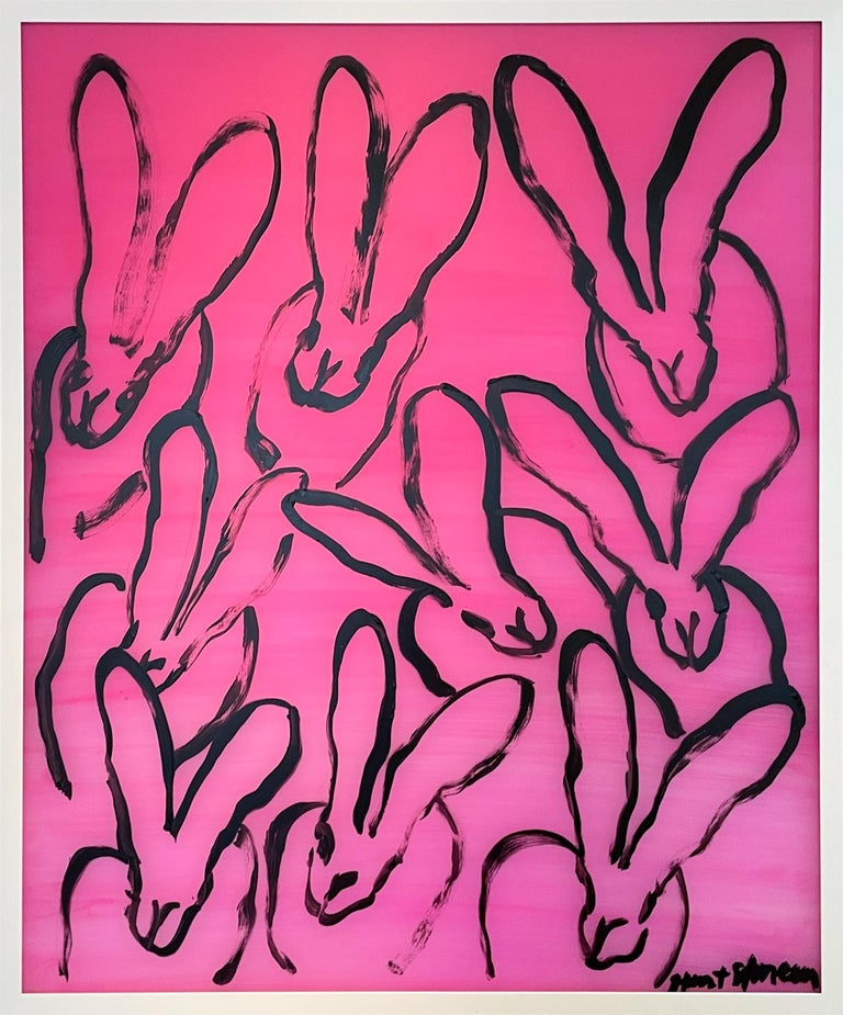 Hunt Slonem - Hunt Slonem "Plush Bunnies" Bright Pink Painted Lightbox ...