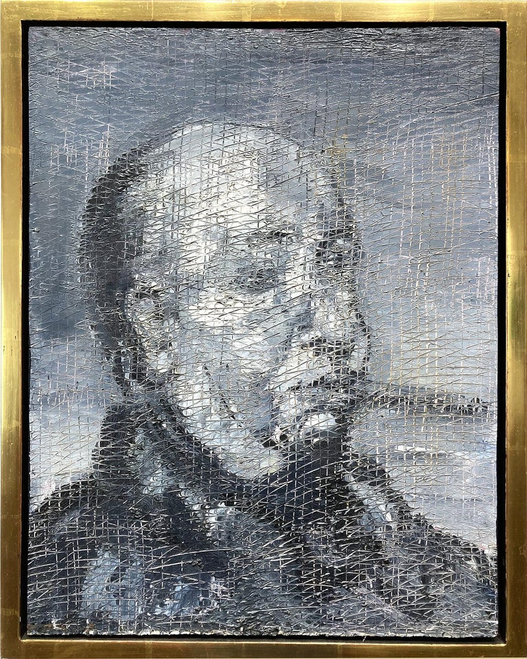 Hunt Slonem - "Alfred Hitchcock" Neo-Expressionist Portrait Oil ...