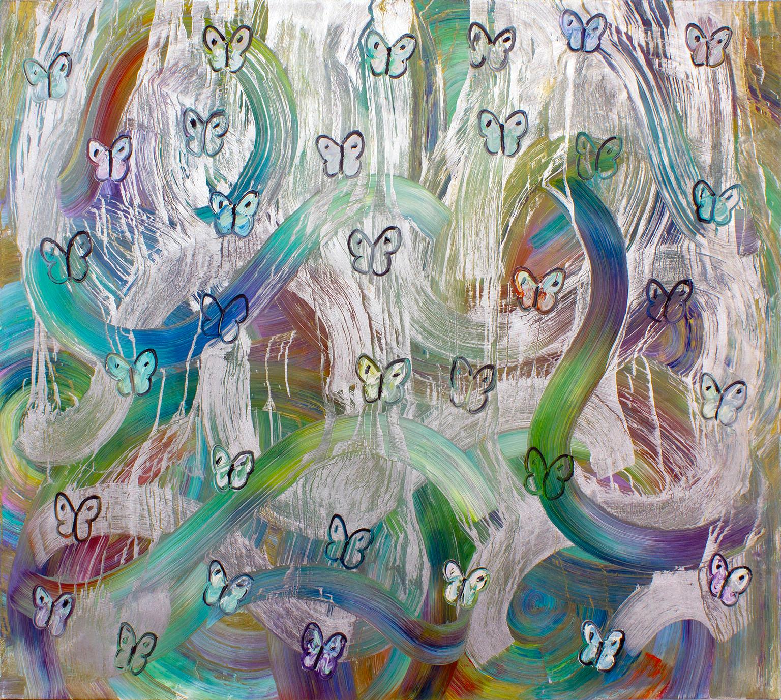 Hunt Slonem - "Belle Terre" iridescent oil on canvas butterfly painting ...