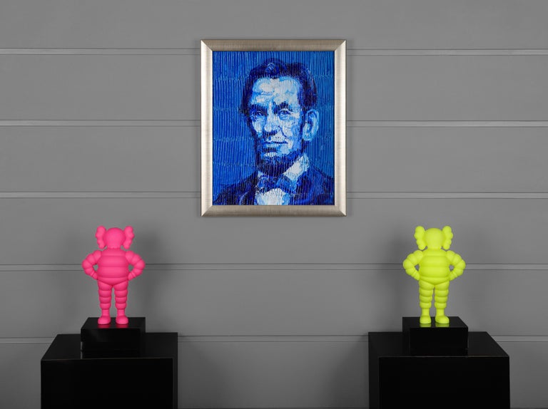 Hunt Slonem - 'Blue Abraham Lincoln' Unique Painting For Sale at 1stDibs