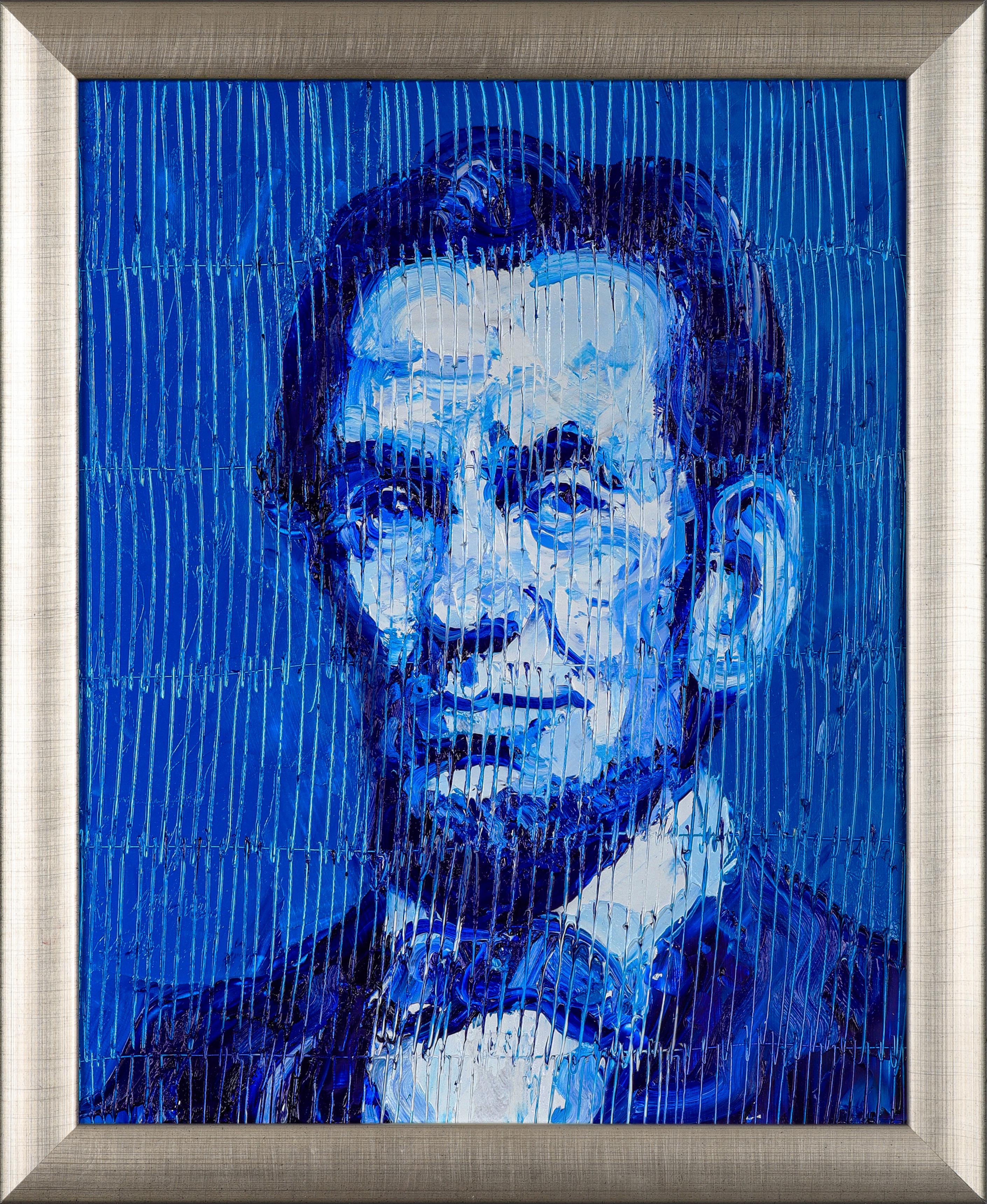 Hunt Slonem - 'Blue Abraham Lincoln' Unique Painting For Sale at 1stDibs