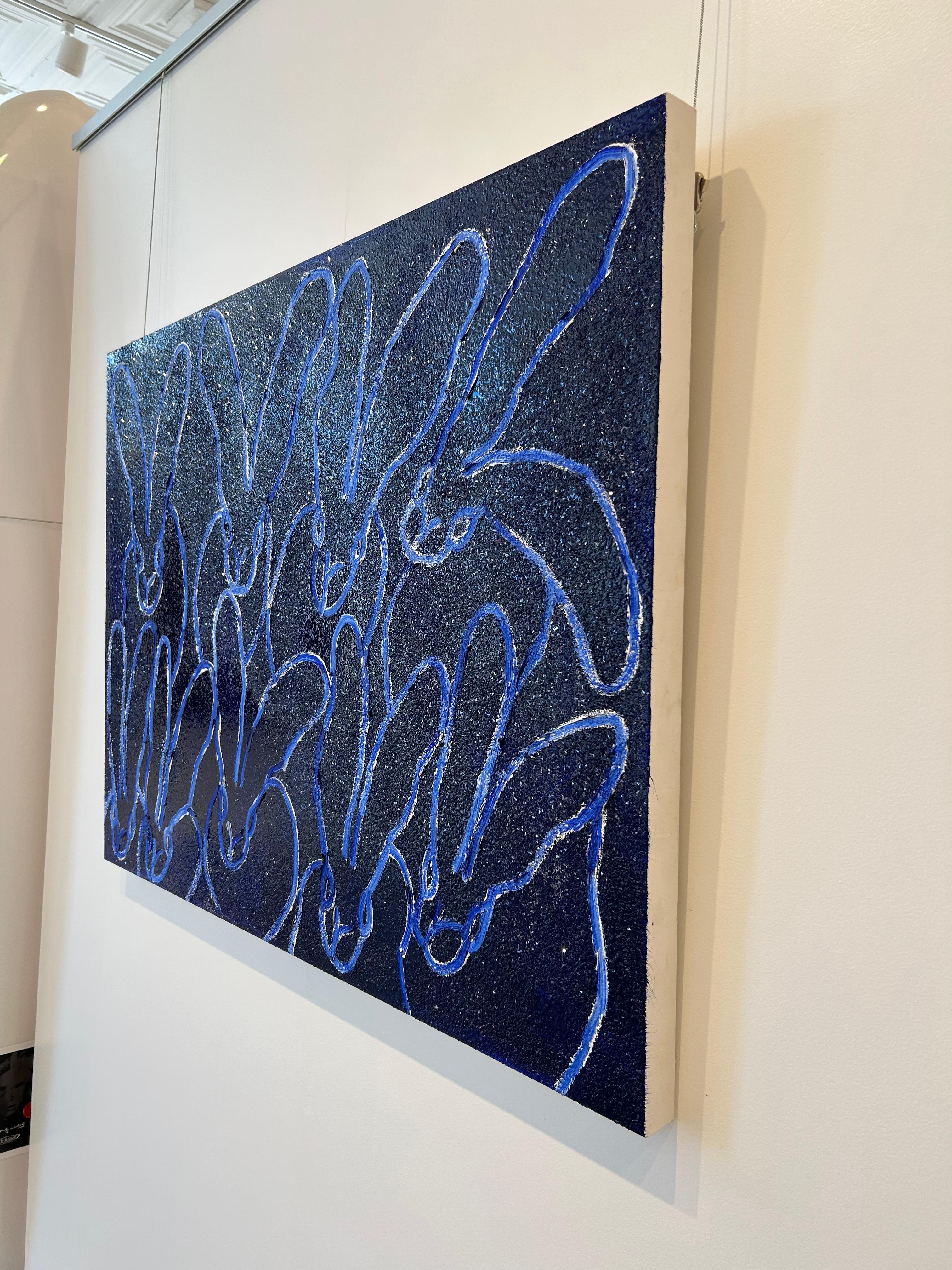 Hunt Slonem - Blue Diamond Dust "Bunny Painting" Incredible Deep Blue ...