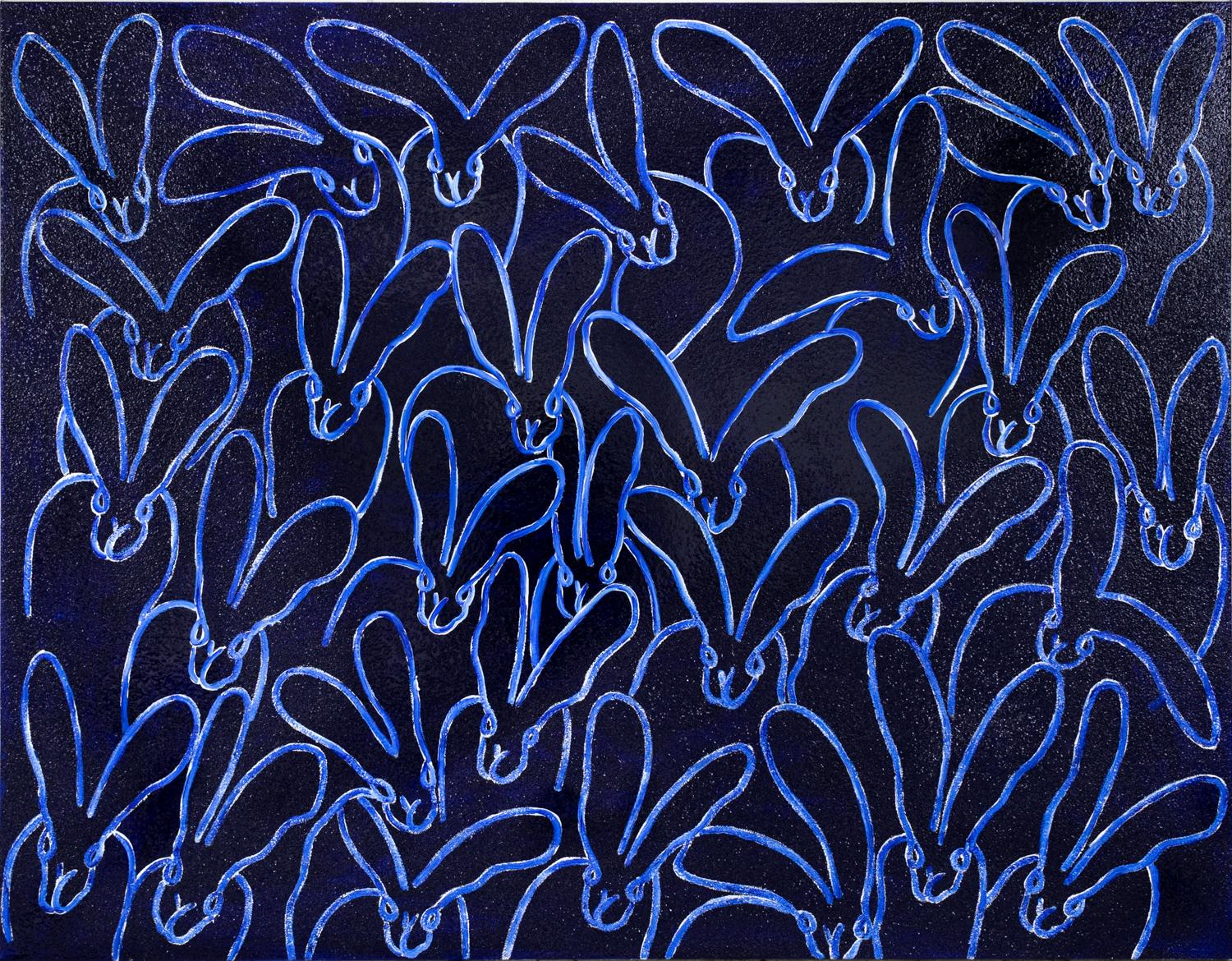 Hunt Slonem - Blue Diamond Dust "Bunny Painting" Incredible Deep Blue ...