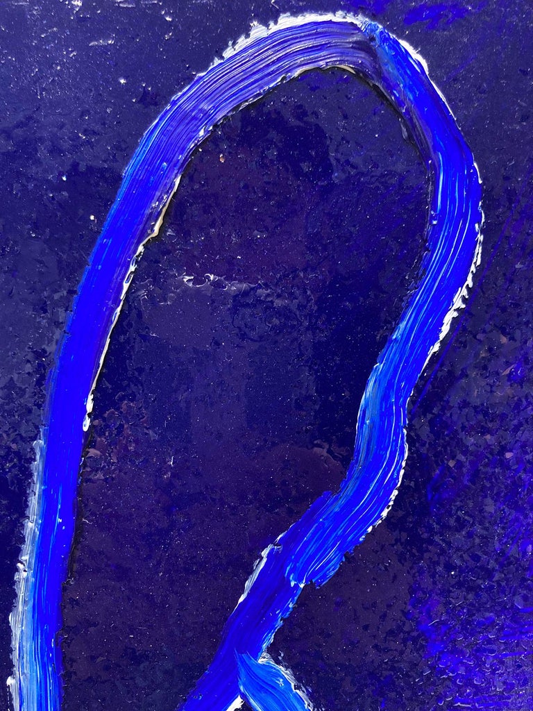 Hunt Slonem - "Blue Peace" White Bunny on Blue Diamond Dust Ultramarine ...
