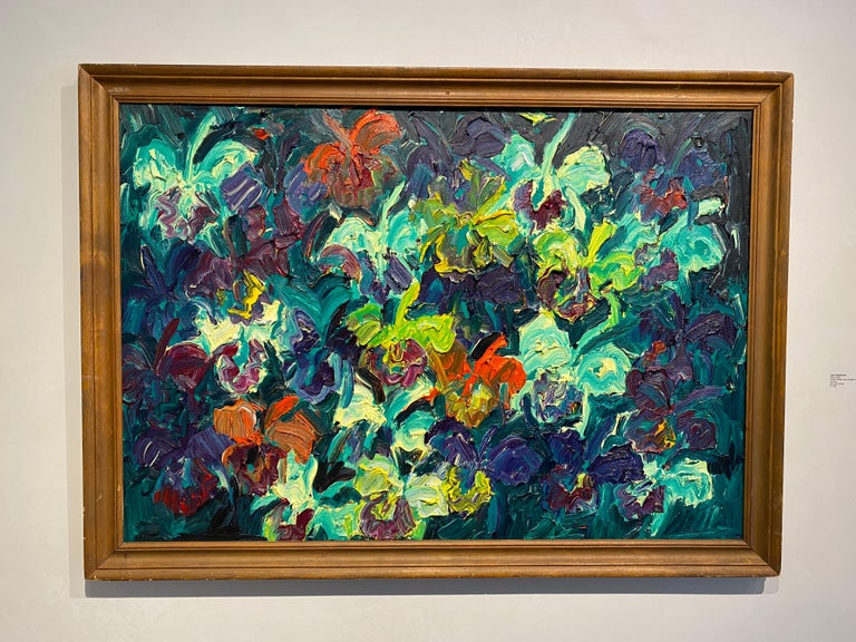 Hunt Slonem - Catelayas- Neo-expressionist oil painting of flowers by ...