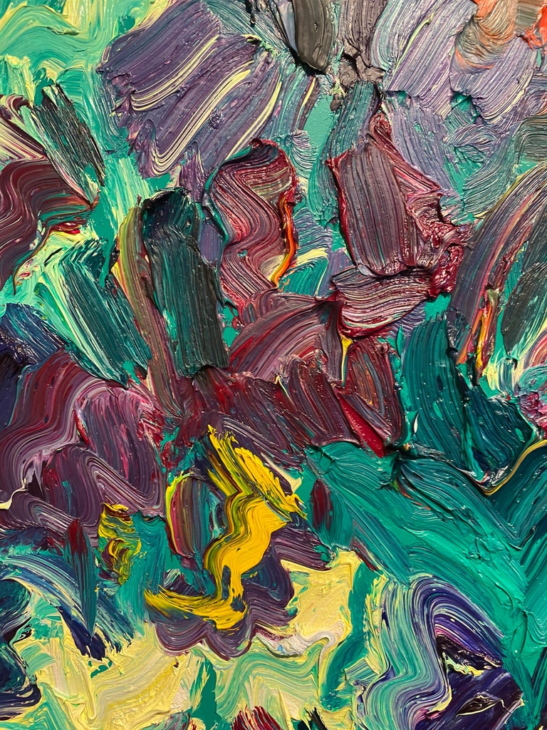 Hunt Slonem - Catelayas- Neo-expressionist oil painting of flowers by ...