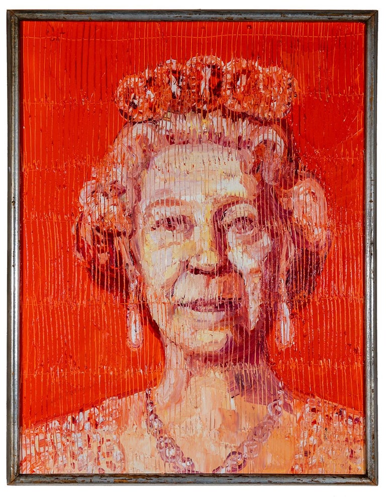 Hunt Slonem - Her Majesty "Queen Elisabeth Painting" Original Oil ...
