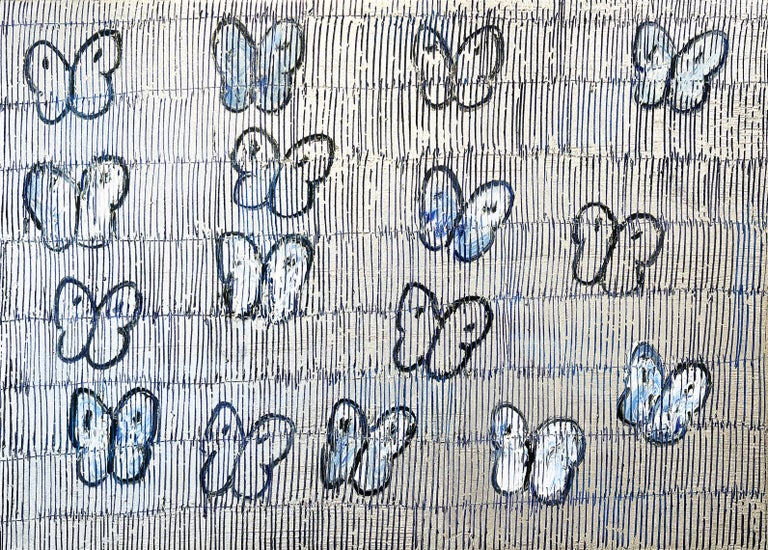 Hunt Slonem - Hunt Slonem, Blue and White Butterflies Oil painting ...