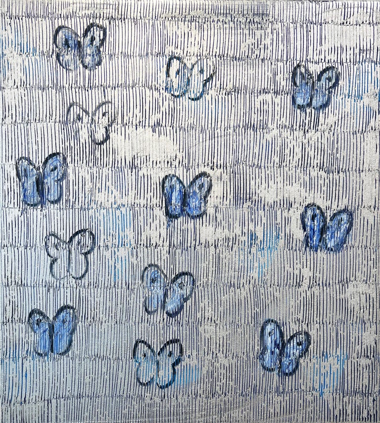 Hunt Slonem - Hunt Slonem, Blue and White Butterflies Oil painting ...