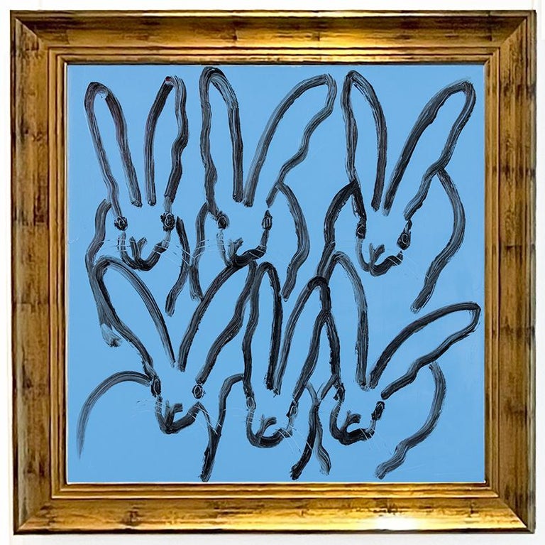 Hunt Slonem - Hunt Slonem "Blues Again" Blue Background with Black ...