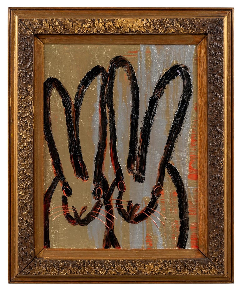 Hunt Slonem - Hunt Slonem Bunny Oil Painting 'Double Bunny Silk Route ...