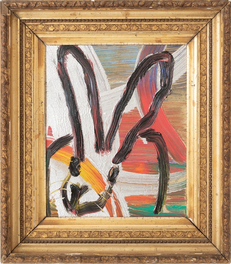 Hunt Slonem - Hunt Slonem Colorful Bunny Oil Painting 'Imogean' For ...