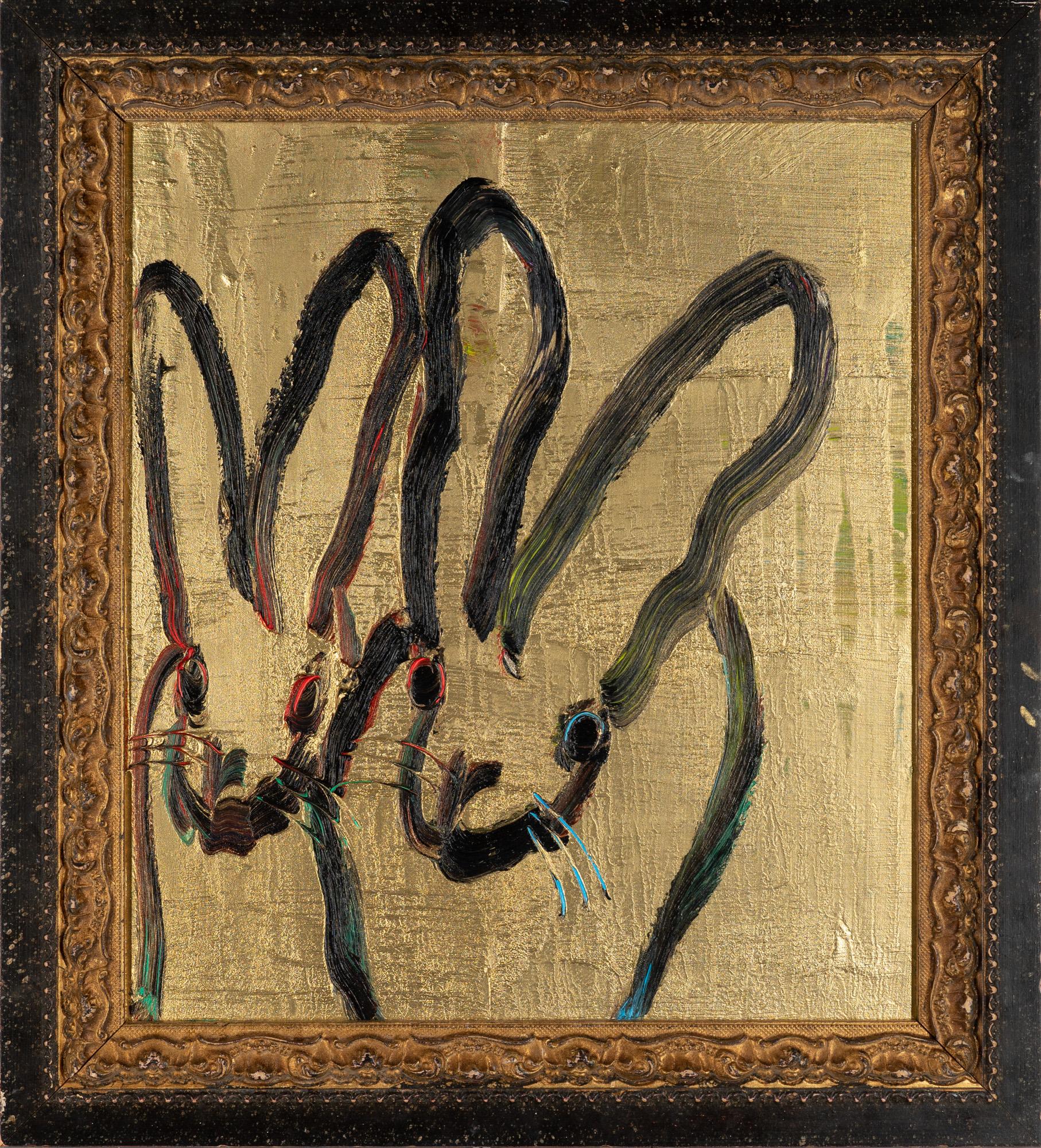 Hunt Slonem - Hunt Slonem "Duet" Two Gold and Silver Metallic Bunnies ...