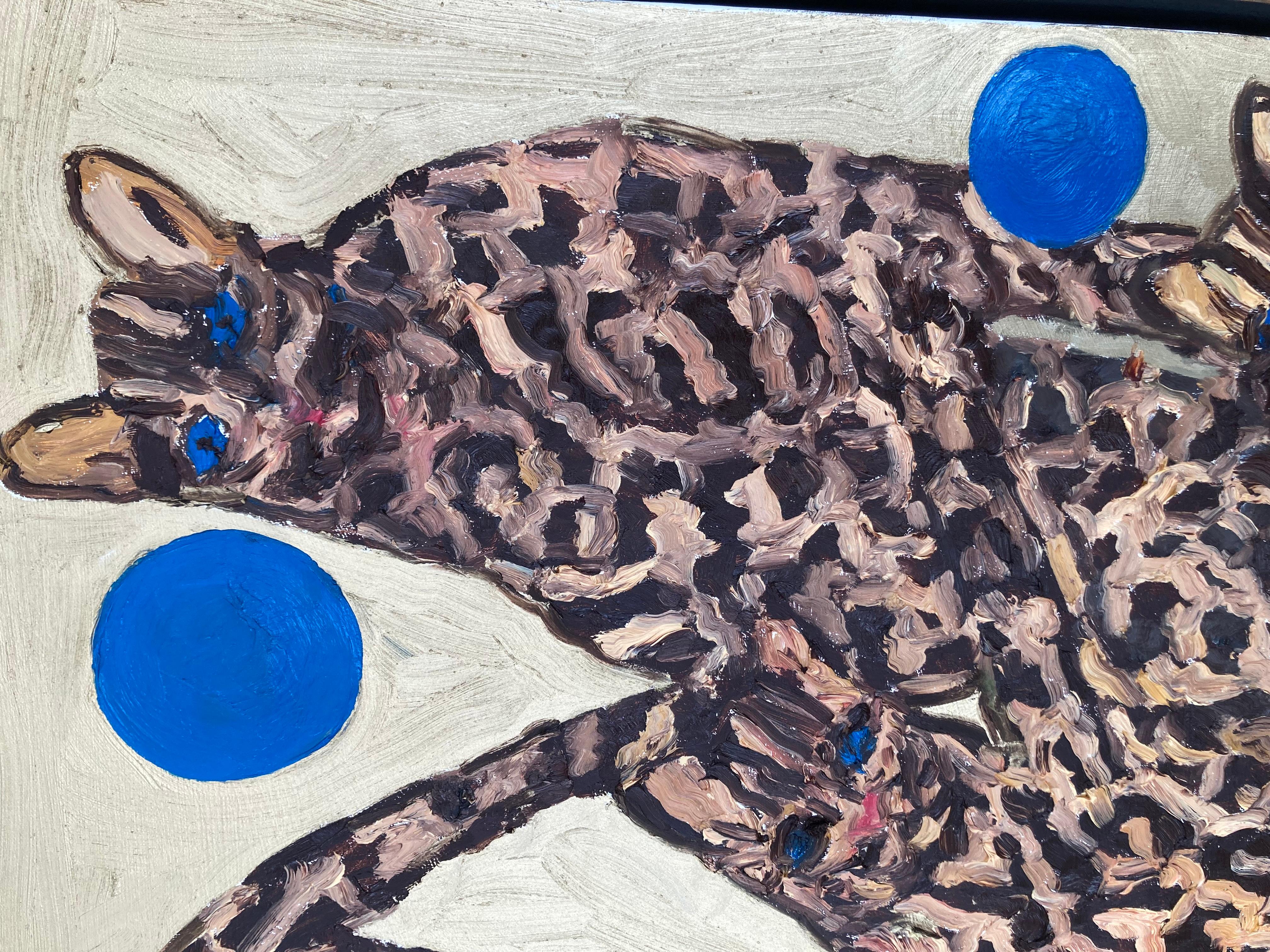 Hunt Slonem - Hunt Slonem "Ocelots Nicaragua" Neoexpressionist Framed ...