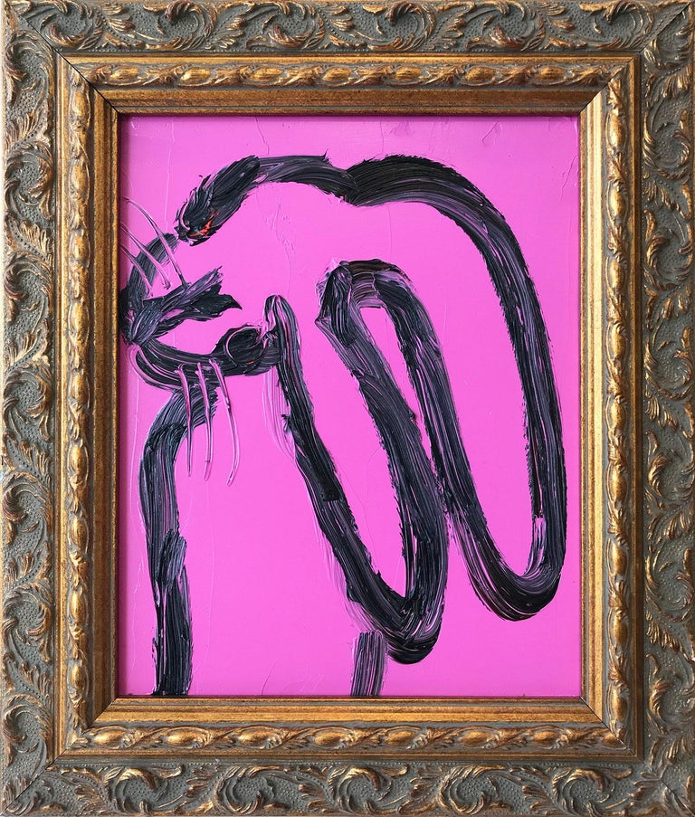 Hunt Slonem - "Moona" (Black Bunny on Hot Pink Background Oil Painting ...