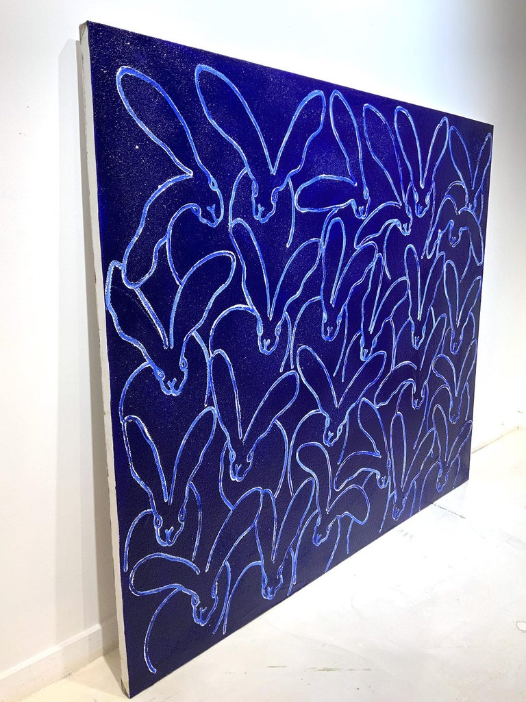 Hunt Slonem - "Rhapsody in Blue Diamond Dust" White Bunnies on ...