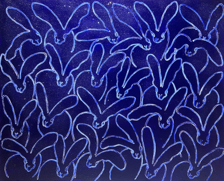 Hunt Slonem - "Rhapsody in Blue Diamond Dust" White Bunnies on ...