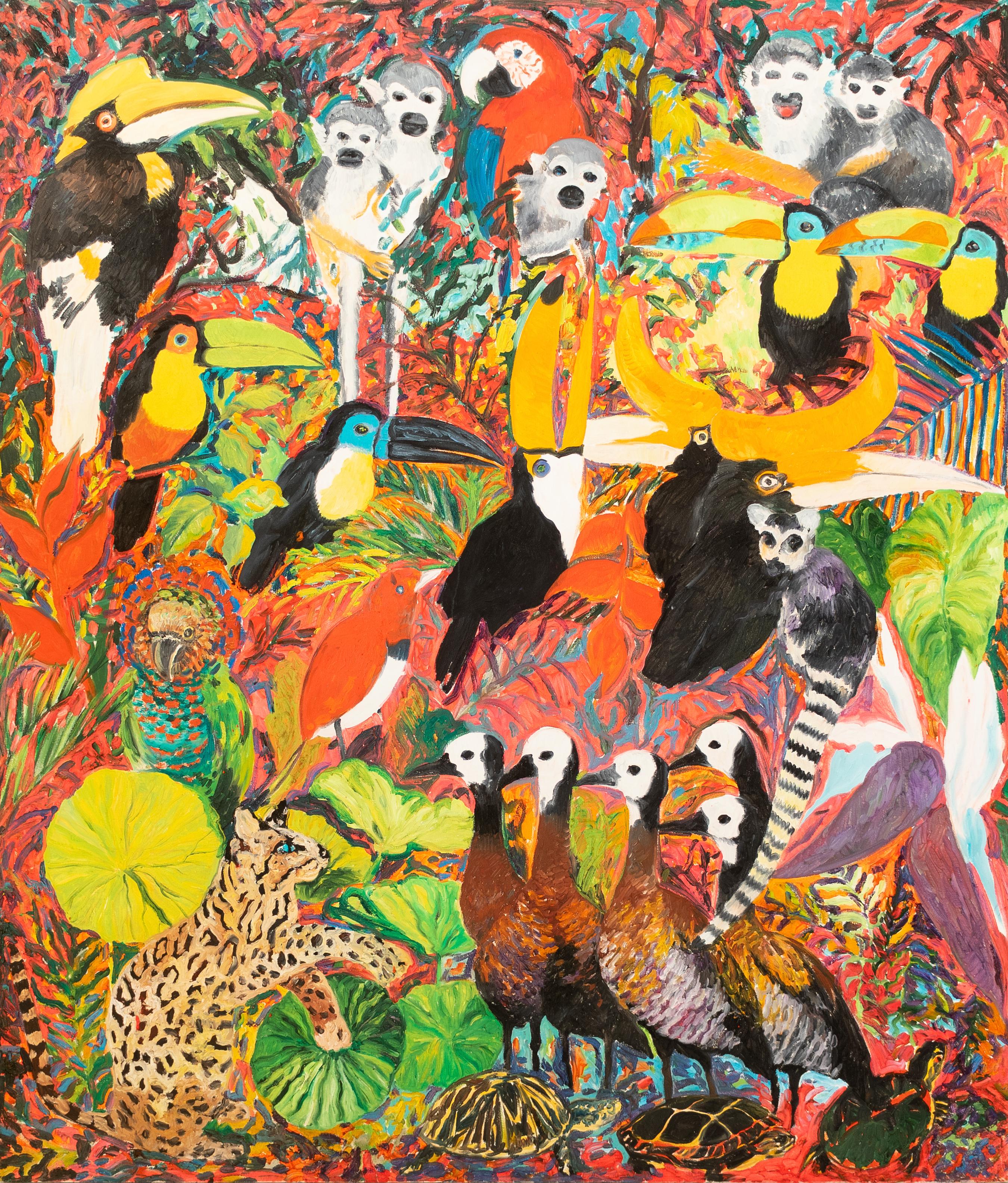 Hunt Slonem - Rhino Hornbills For Sale at 1stDibs