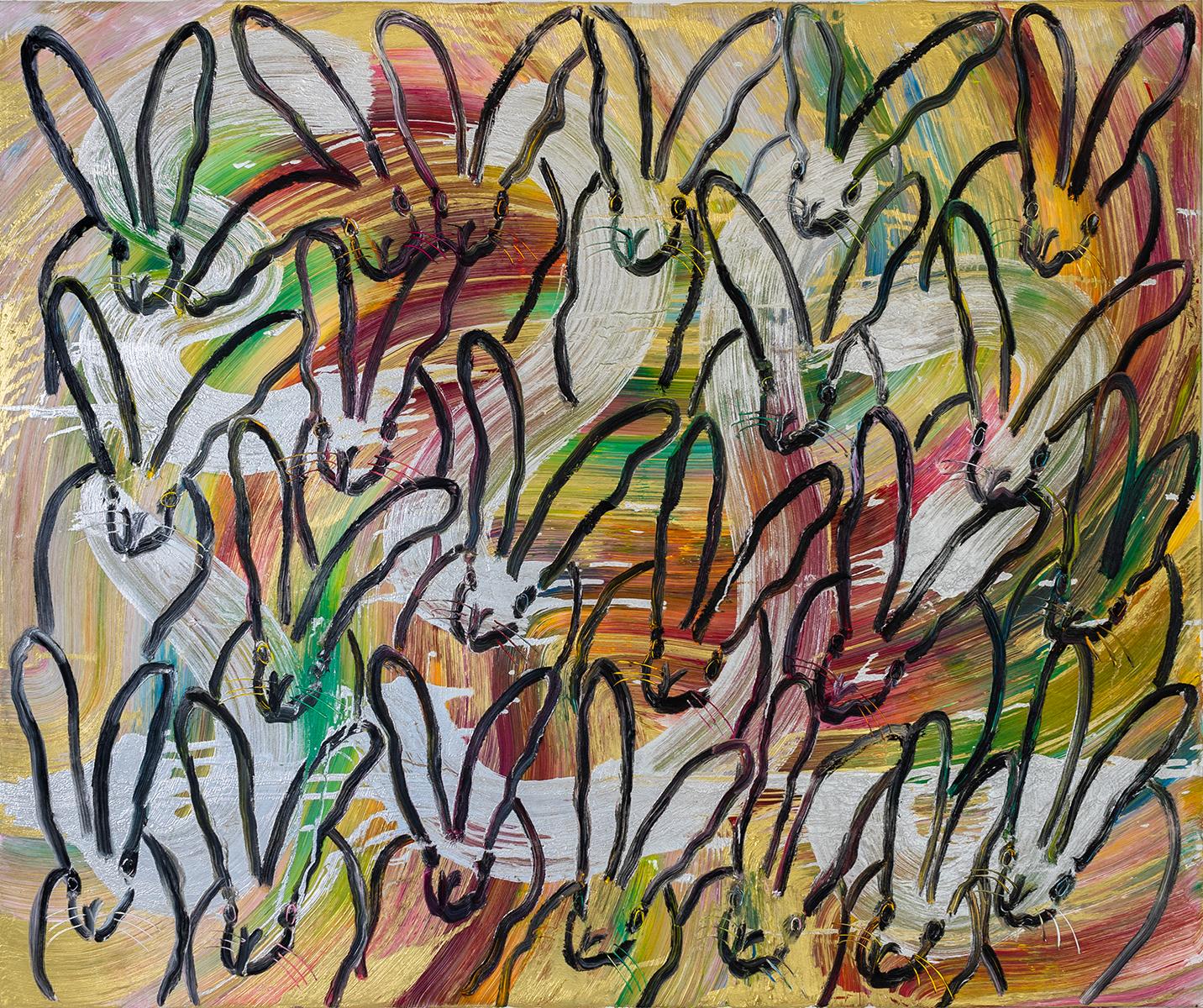 Hunt Slonem - Silver "Bunny Painting" Original Oil Painting in Vintage ...