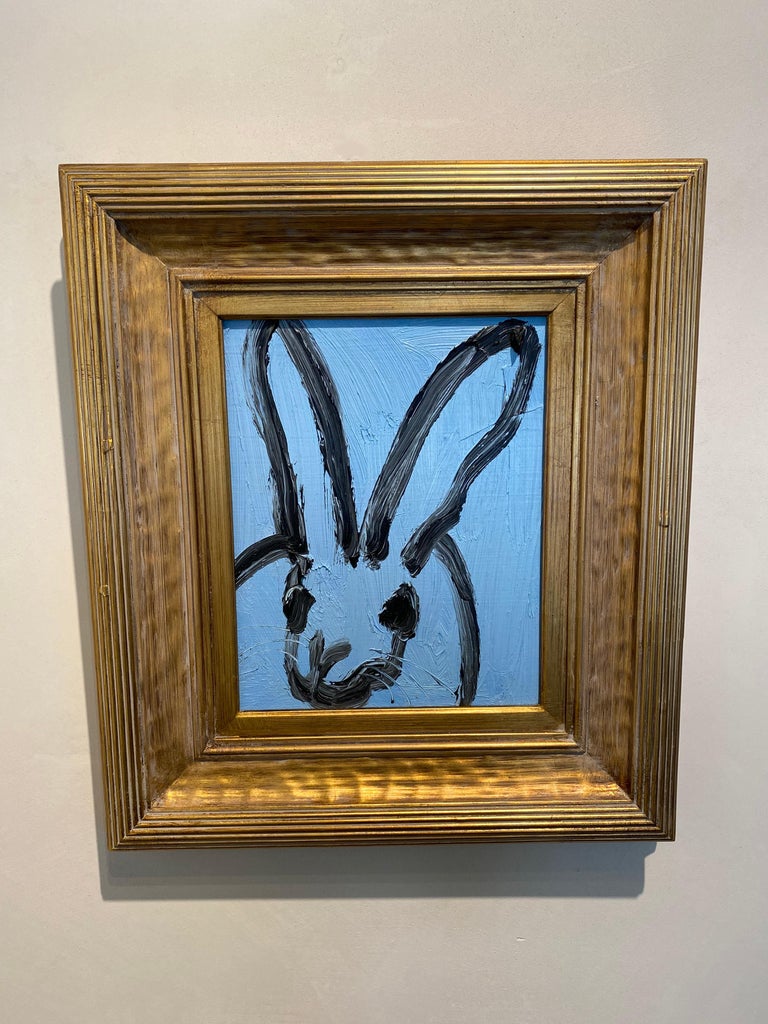 Hunt Slonem - Untitled Blue Bunny- gestural bunny painting by Hunt ...