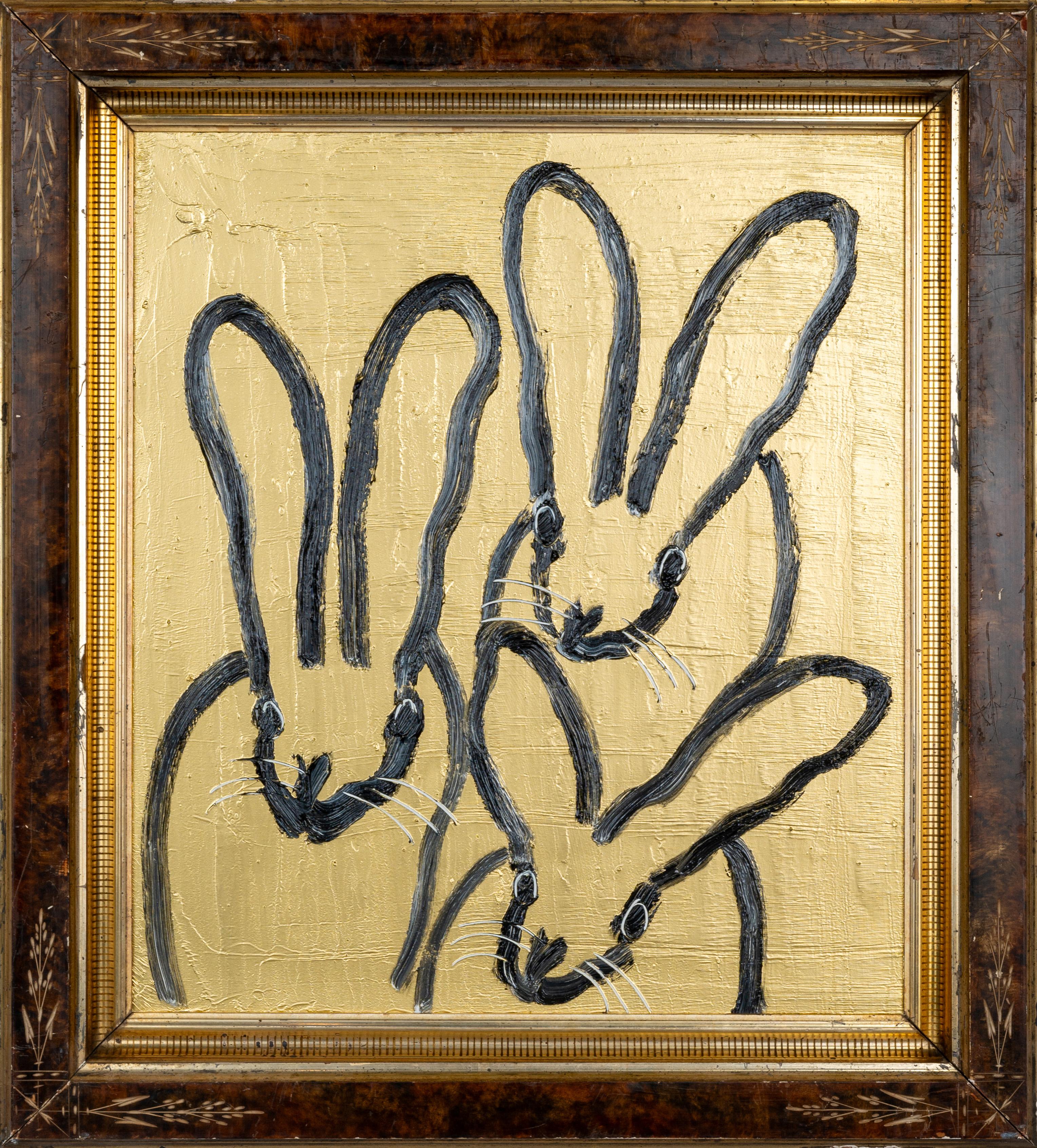 Hunt Slonem - 'Untitled Gold Hutch' Unique painting For Sale at 1stDibs